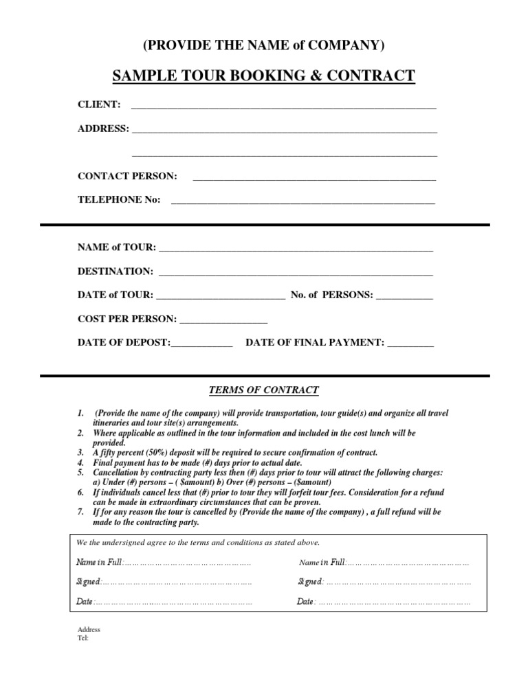 Sample Tour Contract | Download Free PDF | Government | Business