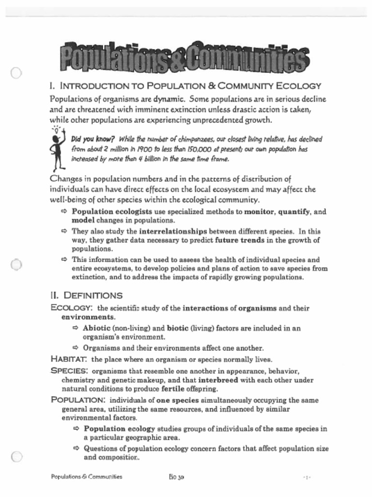 Population Communities Notes | PDF
