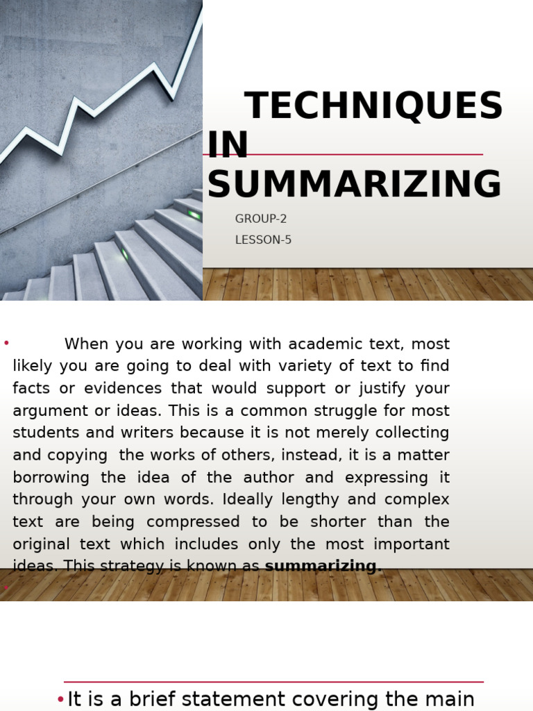 Techniques in Summarizing | PDF | Plagiarism | Human Communication