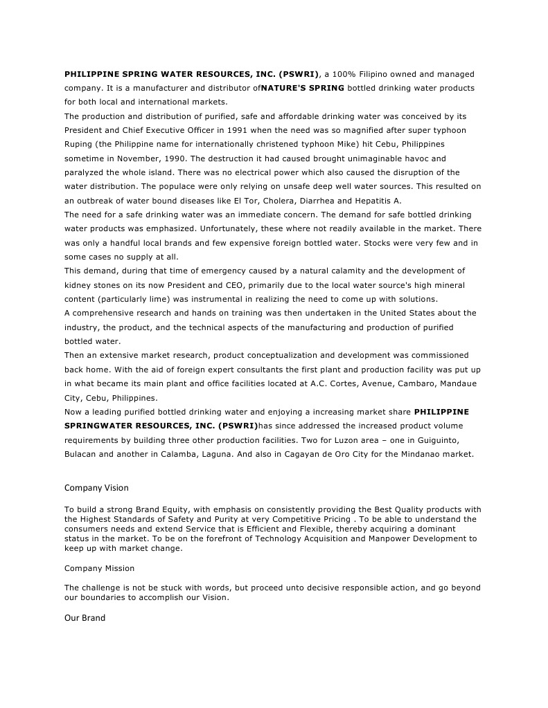 Philippine Spring Water Resources | PDF | Bottled Water | Drinking Water