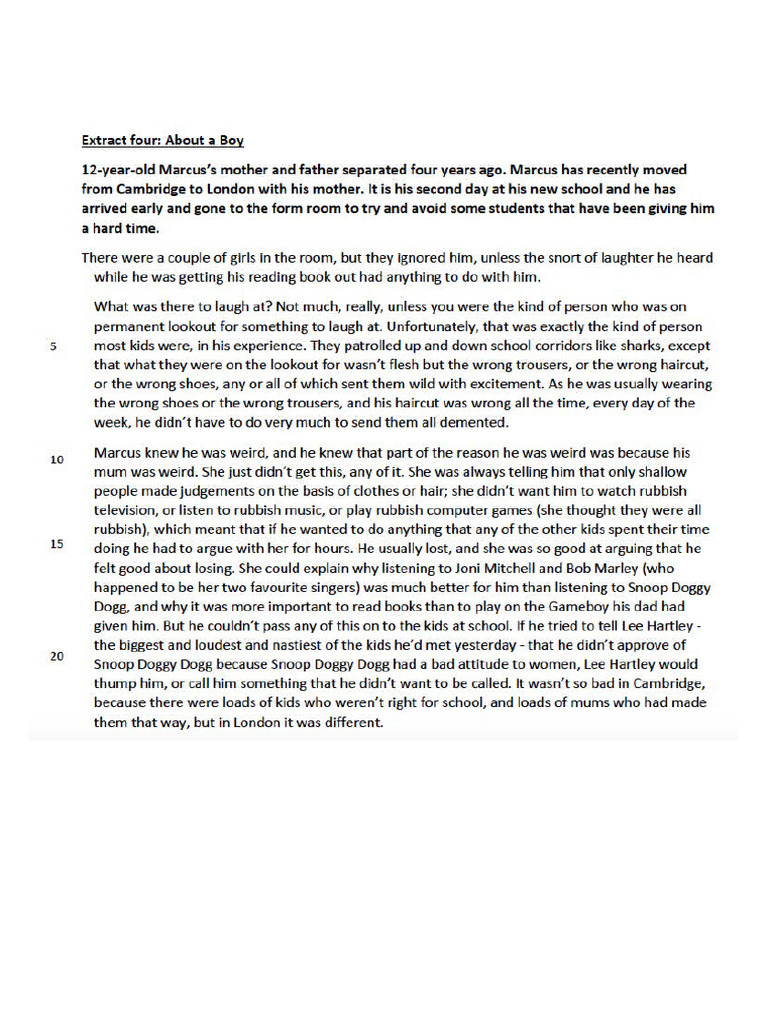 Creative Reading About A Boy | PDF