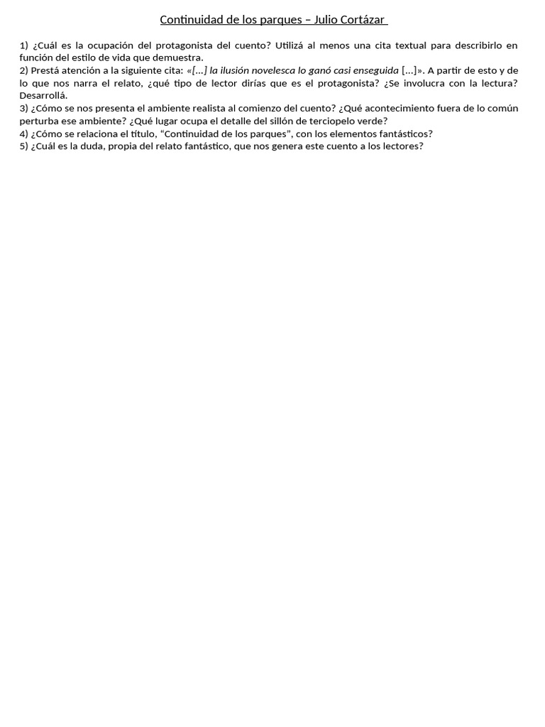 Continuidad de Los Parques - Actividad | PDF