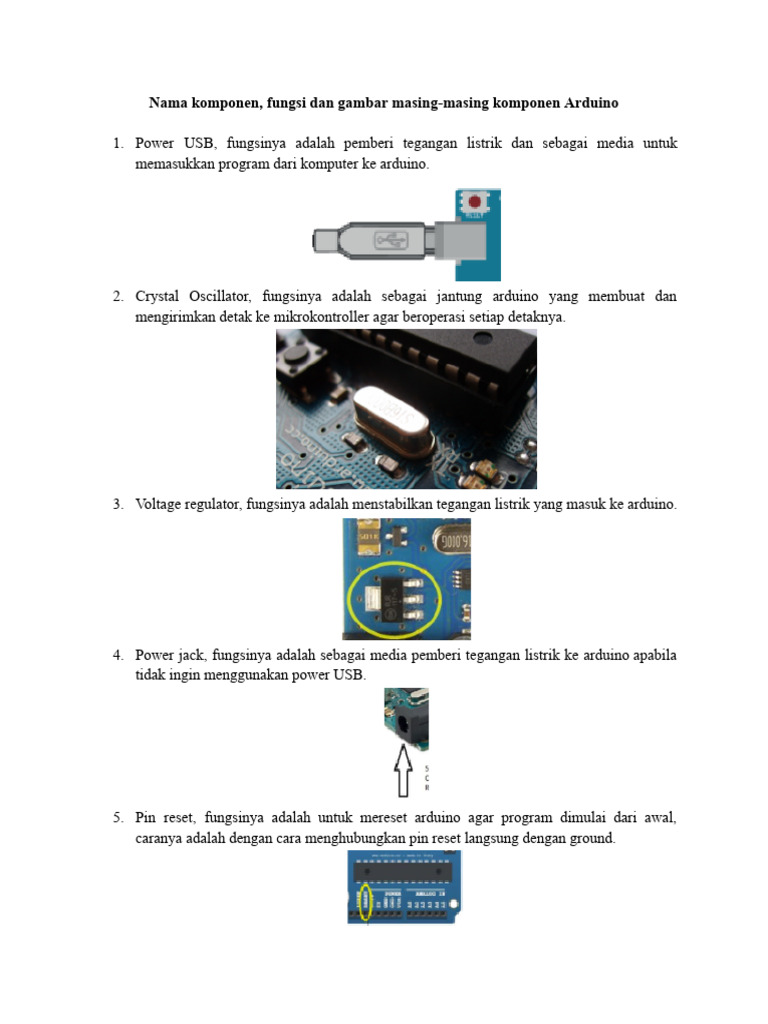 Nama Komponen, Fungsi Dan Gambar Masing-Masing Komponen Arduino | PDF
