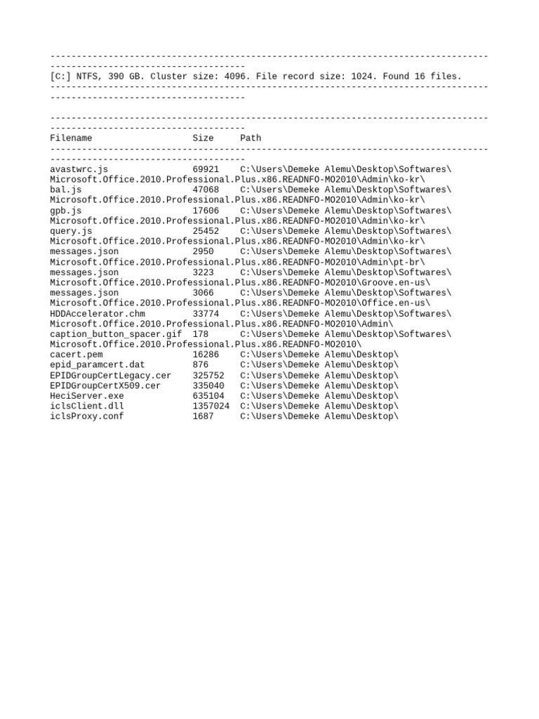 NTFS File List and Details | PDF