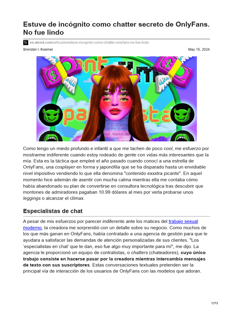 Estuve de incógnito como chatter secreto de OnlyFans | PDF | Inteligencia artificial ...