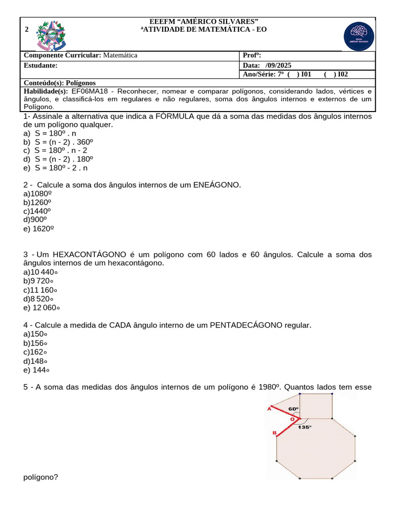 2 Atividade de EO - 7º Ano | PDF