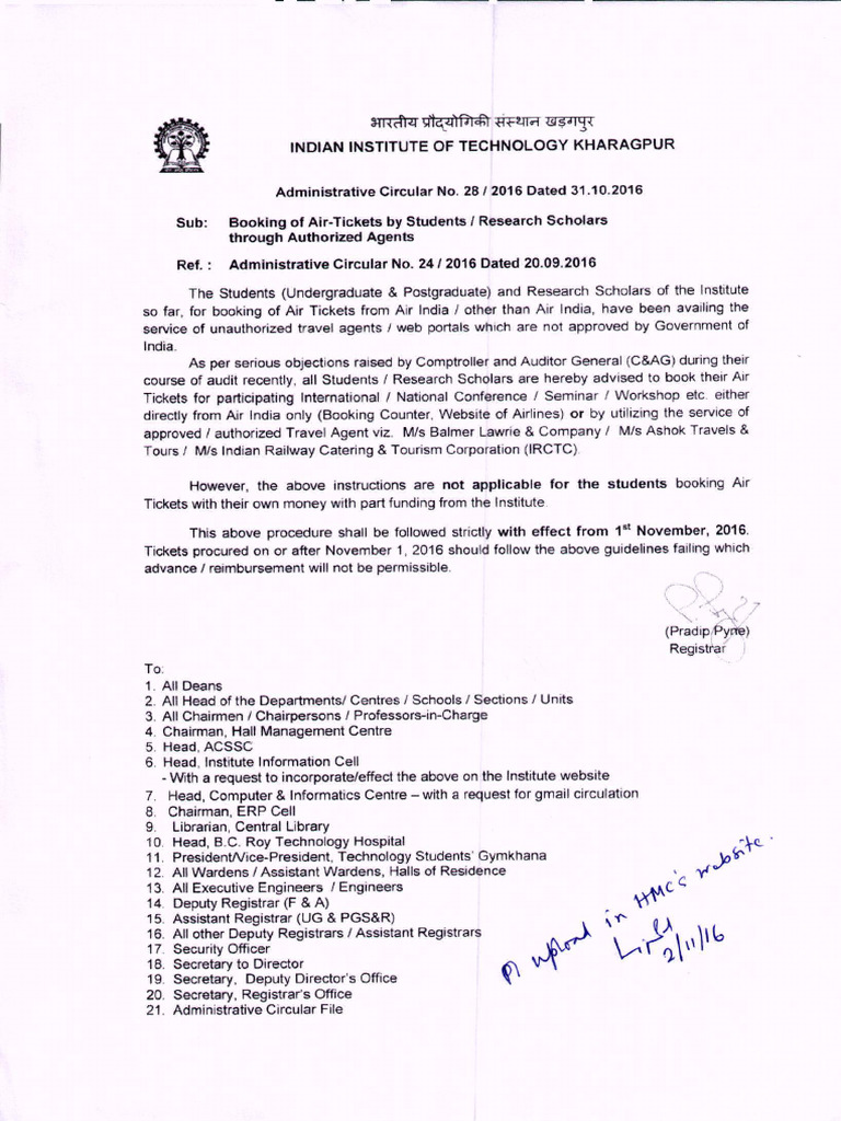 Circular For Air Tickets | PDF