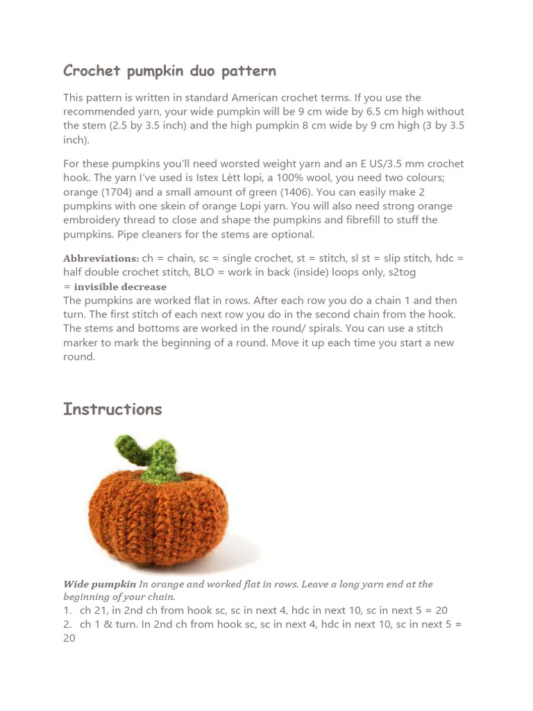Crochet Pumpkin Duo Pattern | PDF | Crochet | Sewing