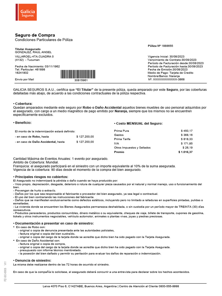 Supo Liza | PDF | Póliza de seguros | Seguro