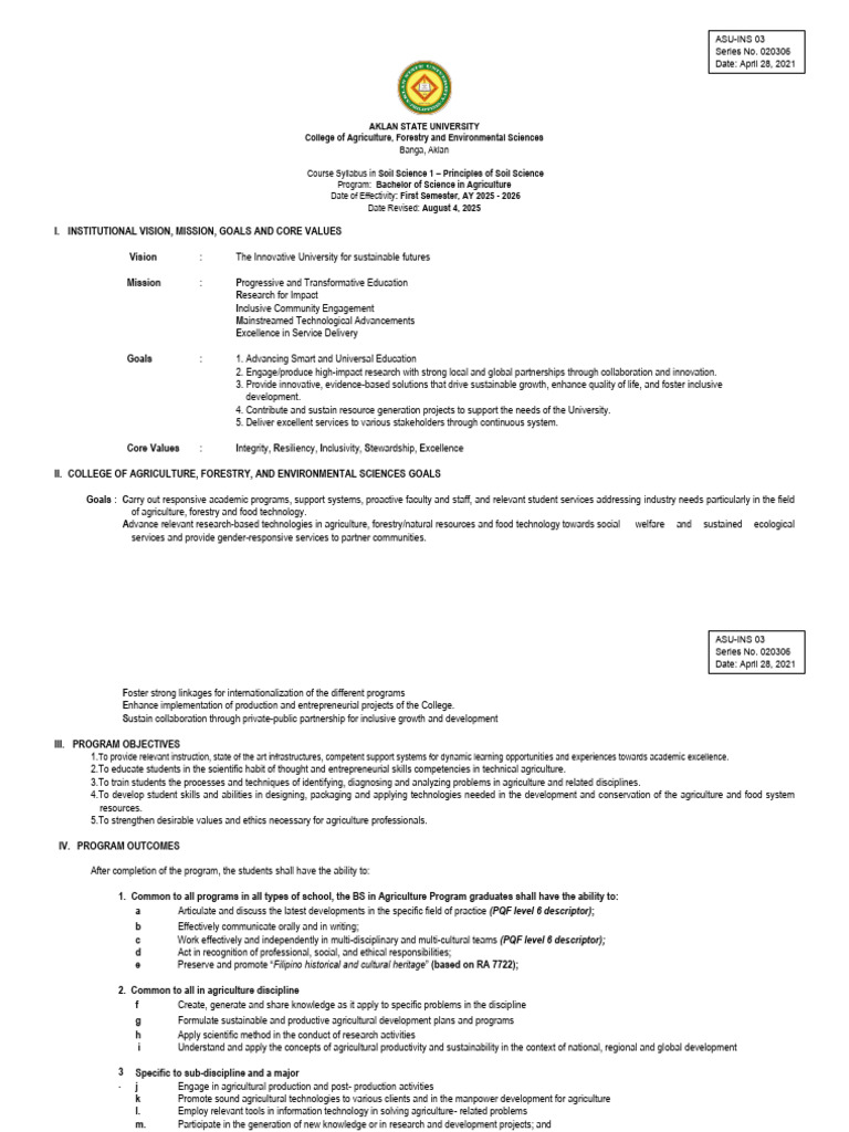 Soil Science Course Syllabus Overview | PDF | Soil | Earth Sciences