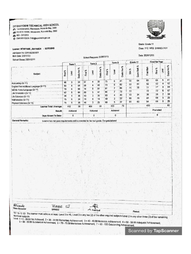 Grade 11 Term 4 Report | PDF