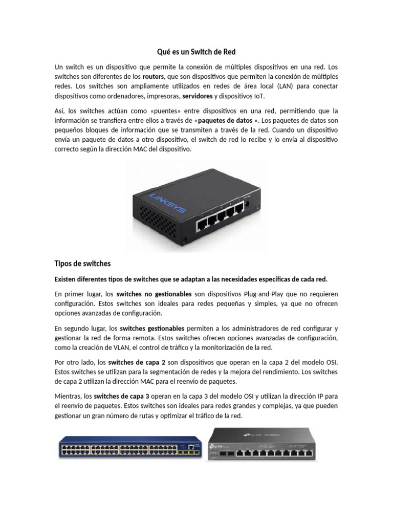 Qué Es Un Switch de Red y Un Conmutador | PDF | Conmutador de red | Red ...