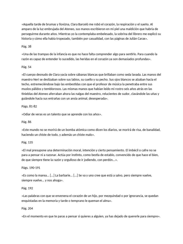 Citas de La Sombra Del Viento | PDF