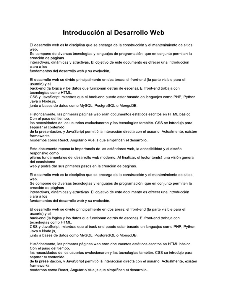 Introducción Al Desarrollo Web | PDF