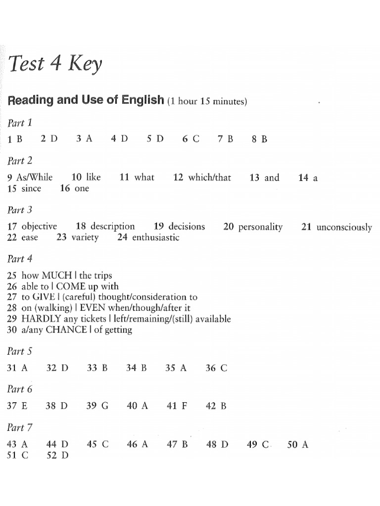 KEY Test 4 | PDF