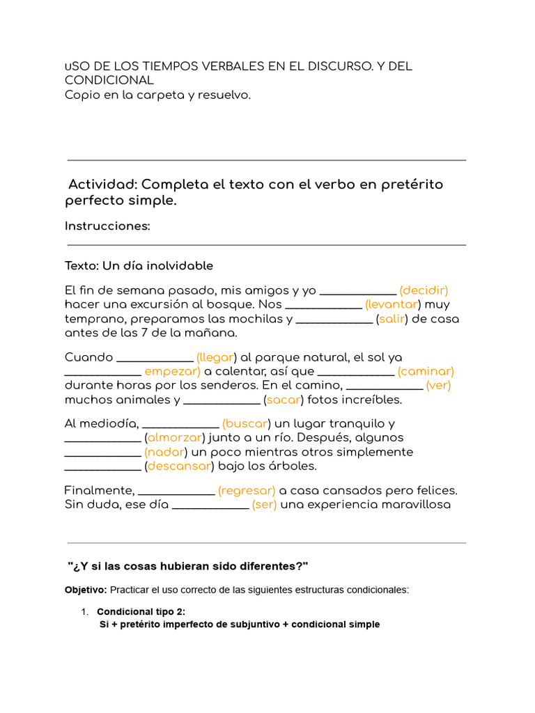 Uso de Los Tiempos Verbales en El Discurso | PDF | Relaciones ...