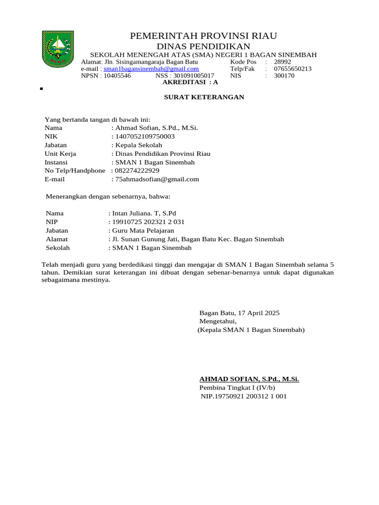 Surat Lama Mengajar Intan | PDF