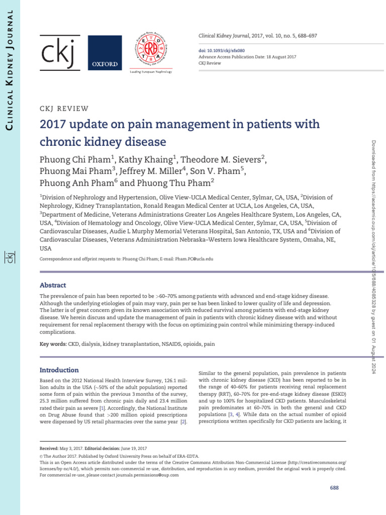 Pain Management in Chronic Kidney Disease | PDF | Analgesic | Pain
