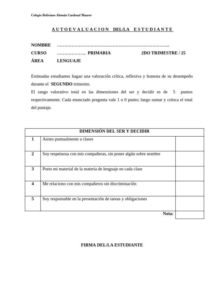 AUTOEVAL. PRIMARIA | PDF