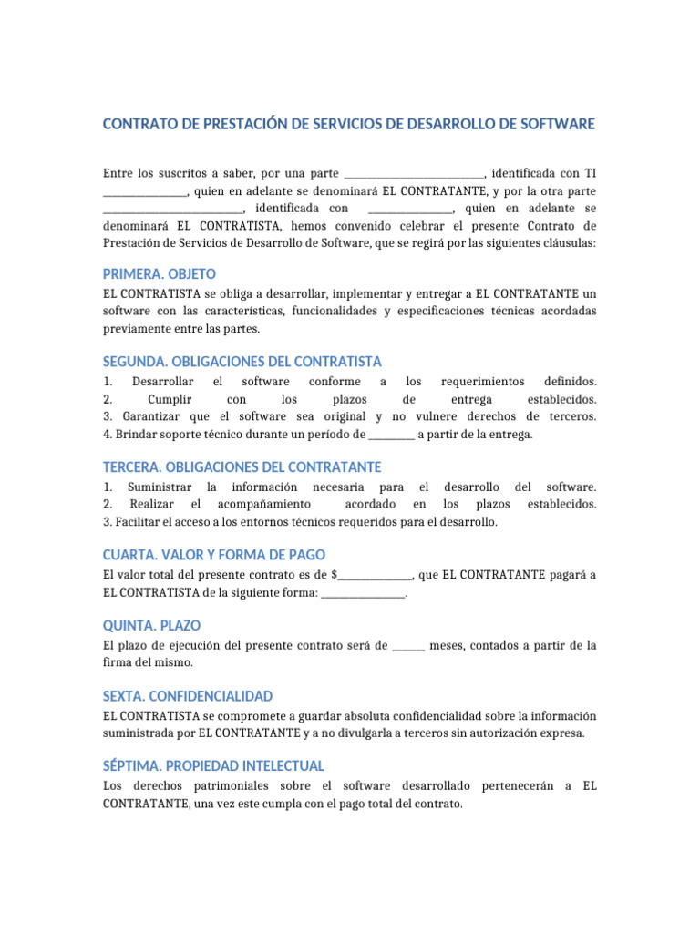Contrato de Desarrollo de Software | PDF | Software