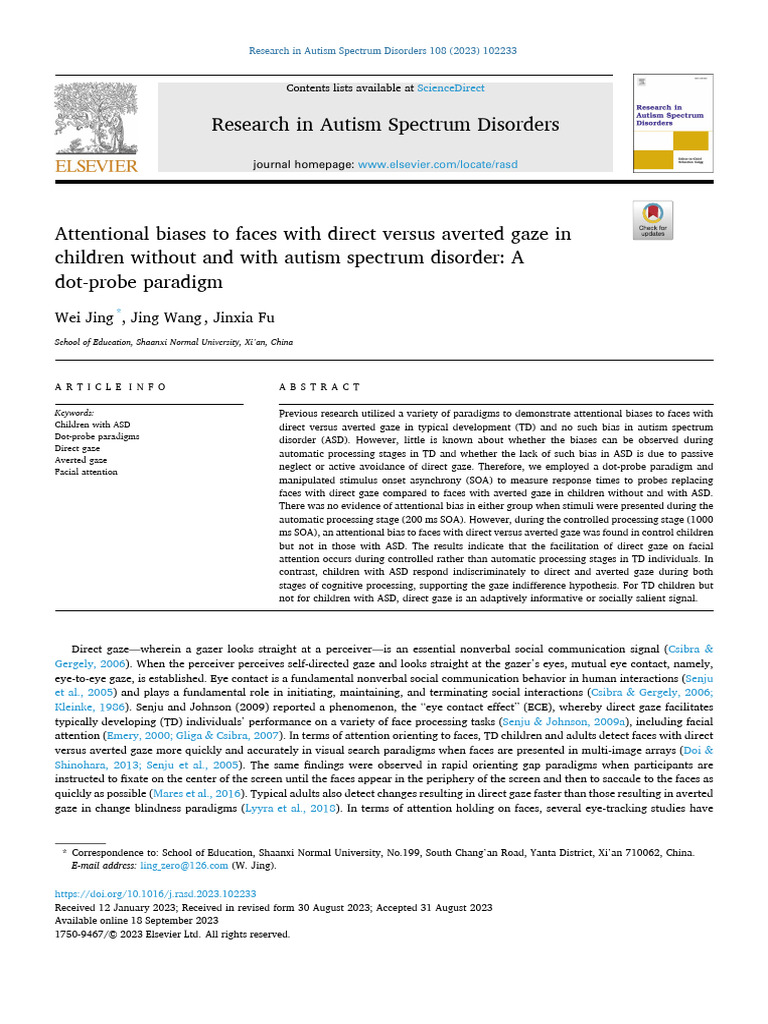 Attentional Biases in ASD vs. TD Children | PDF | Autism | Attention