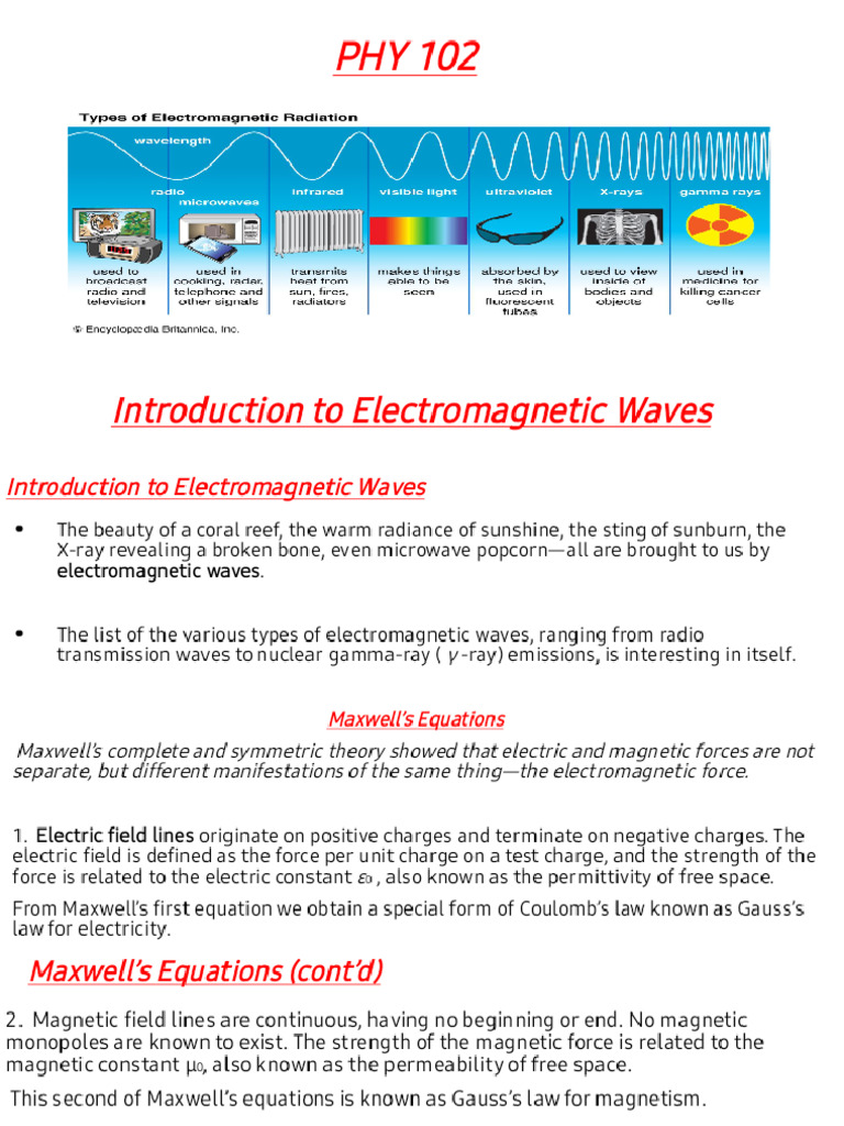 PHY 102 Introduction To Electromagnetic Waves - Phoenix | PDF