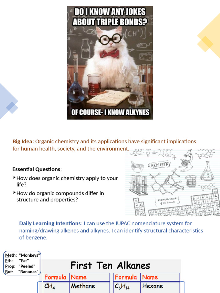 Chem 11 Organic Chemistry - Unit Plan Lesson 3 | PDF | Alkene | Benzene