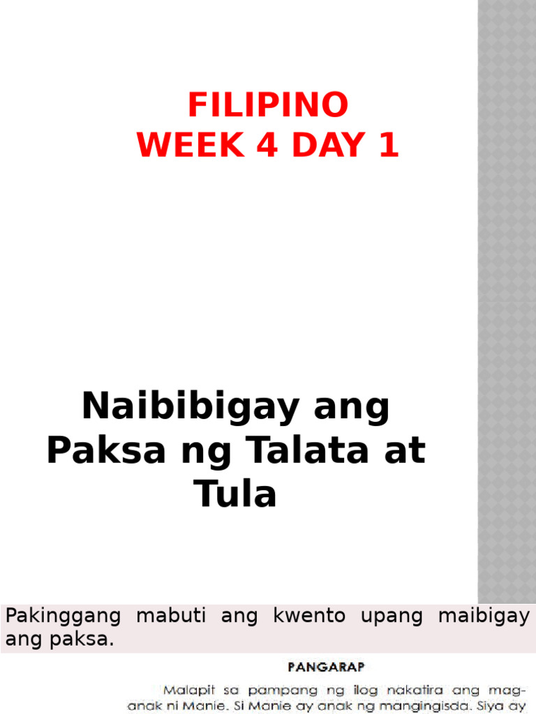 Week 4 Fil Day 1 5 | PDF