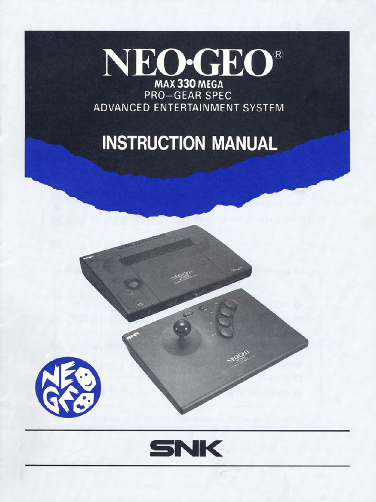 Neo Geo Aes Manual 1990 SNK Us | PDF