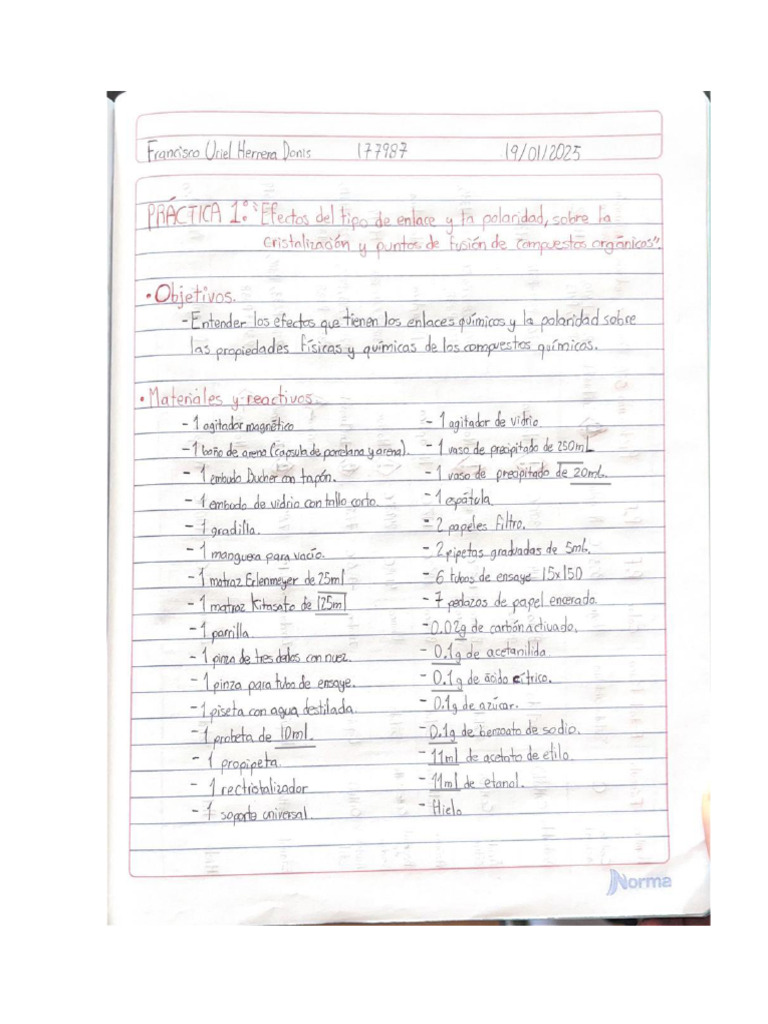 Bitacora 1 Laboratorio de Quimica Organica | PDF