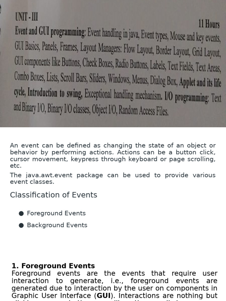 Java Event Handling and GUI Basics | PDF | Graphical User Interfaces ...