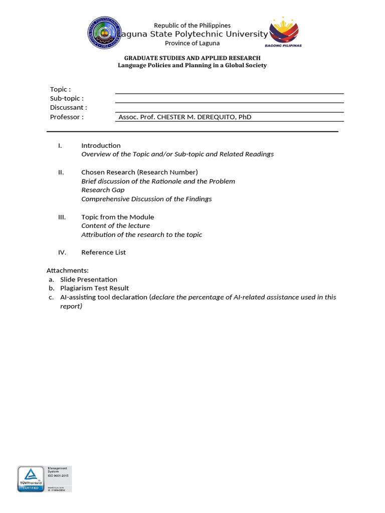 Written Report (Template) | PDF