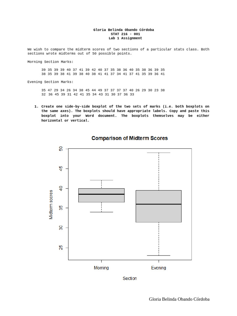 Lab 1 Assignment - Gloria Belinda Obando Córdoba | PDF | Variance ...