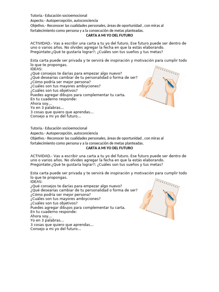 Carta a mi yo del futuro | PDF