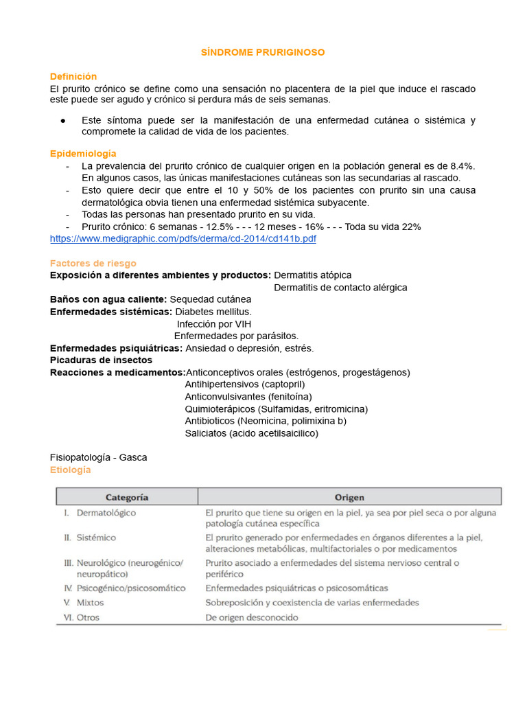 Prurito Crónico: Causas y Tratamiento | PDF | Neurología | Lesión