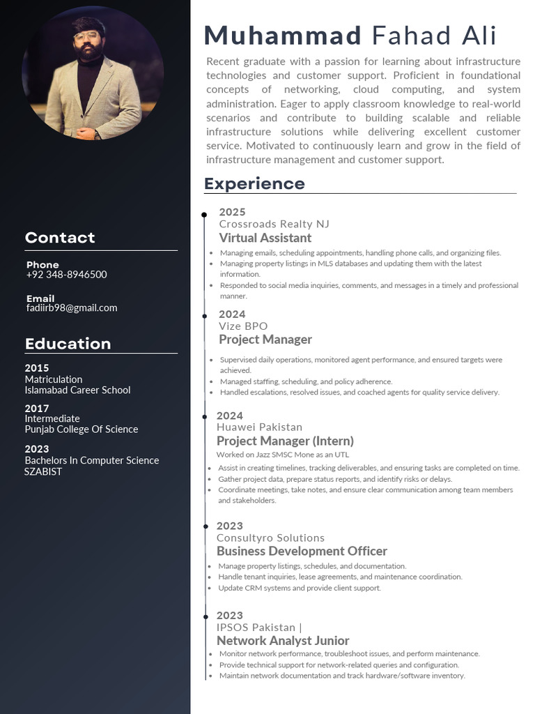 M.Fahad Cv | PDF | Cloud Computing | Customer Relationship Management
