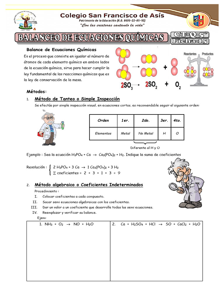 Balanceo de Ecuaciones Químicas | PDF | Redox | Ecuaciones