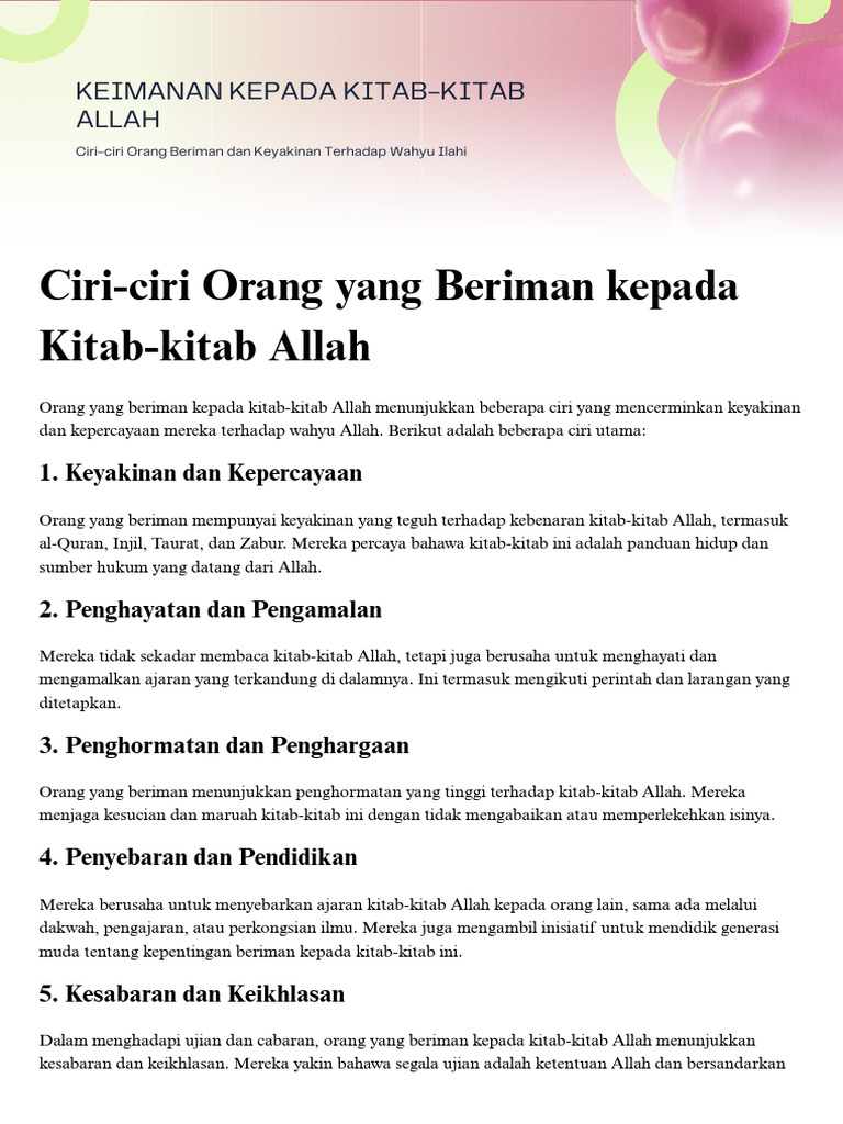 Ciri Orang Beriman kepada Kitab Allah | PDF
