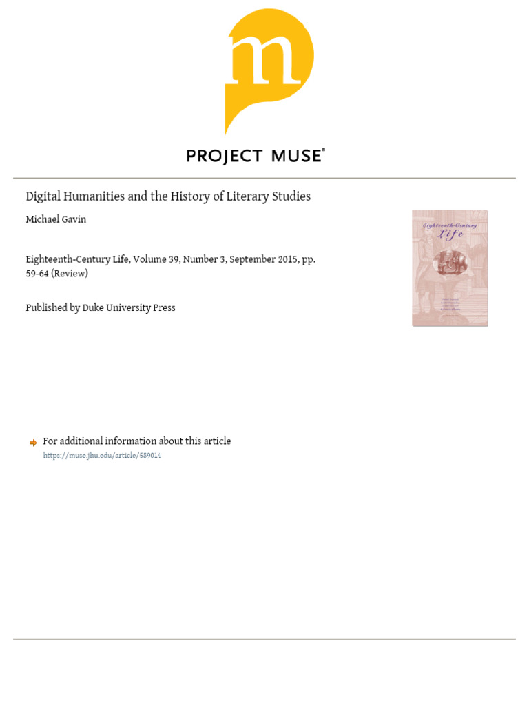 Project Muse 589014 | PDF | Humanities | Literary Criticism