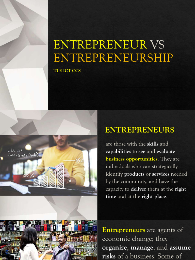 Lesson 1-ENTREPRENEUR VS ENTREPRENEURSHIP | PDF
