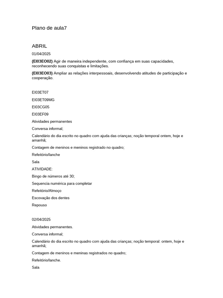 Plano de Aula7 | PDF