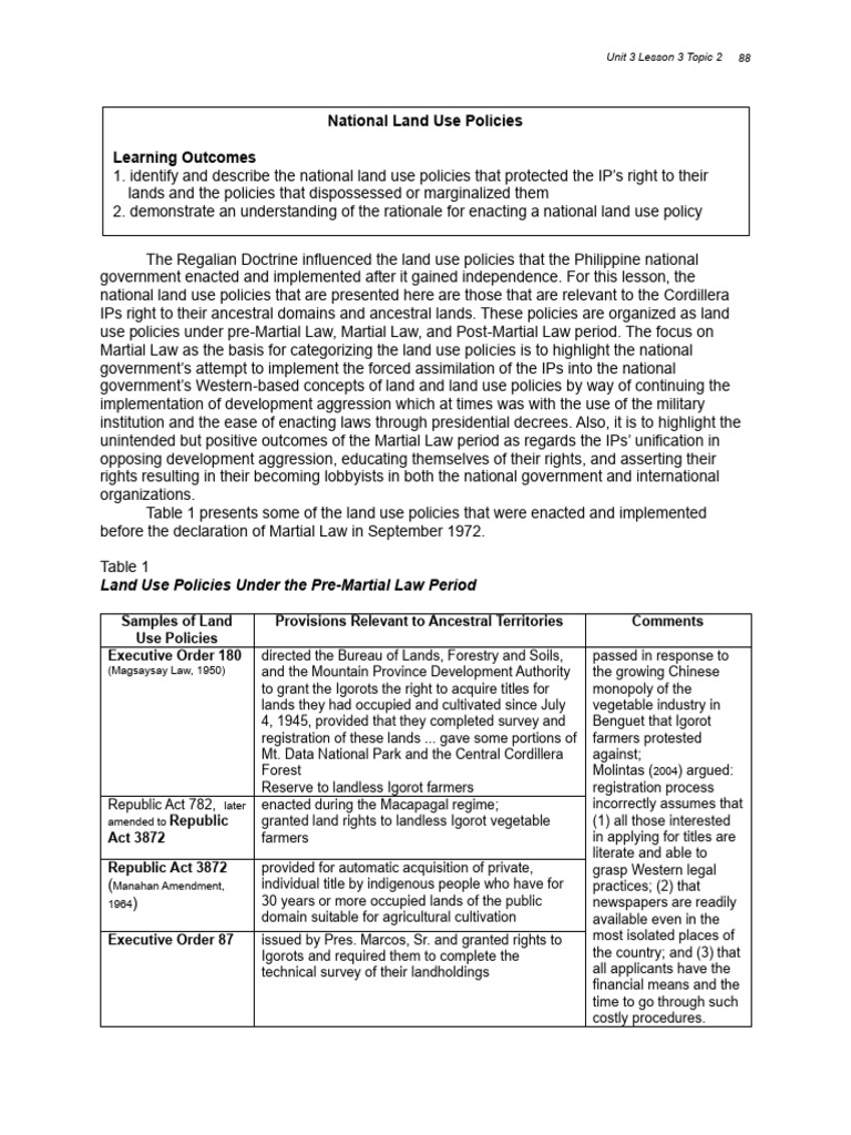 Philippine Land Use Policies for IPs | PDF