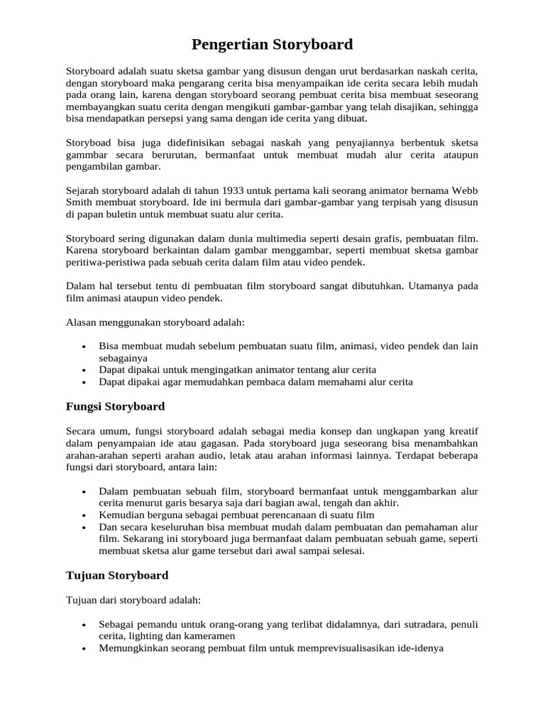 Pengertian dan Fungsi Storyboard | PDF