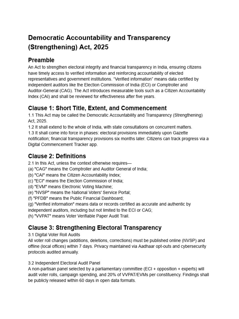 Strengthening Electoral Integrity Act 2025 | PDF | Accountability ...