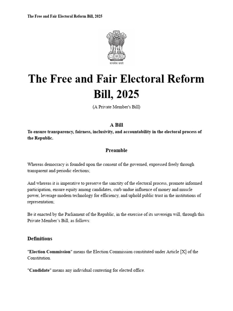Electoral Reform Bill 2025 Overview | PDF | Elections | Political Events