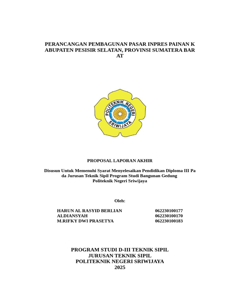 Perancangan Pasar Inpres Painan | PDF