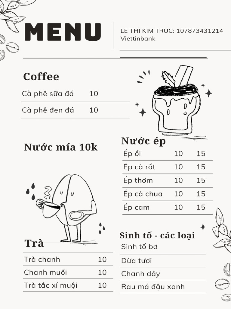 Black and White Doodle and Simple Cafe Menu | PDF