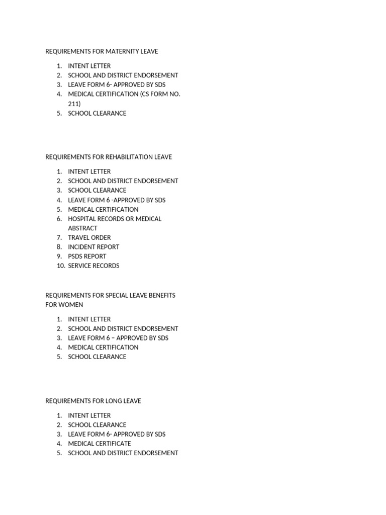 Maternity and Leave Requirements Guide | PDF