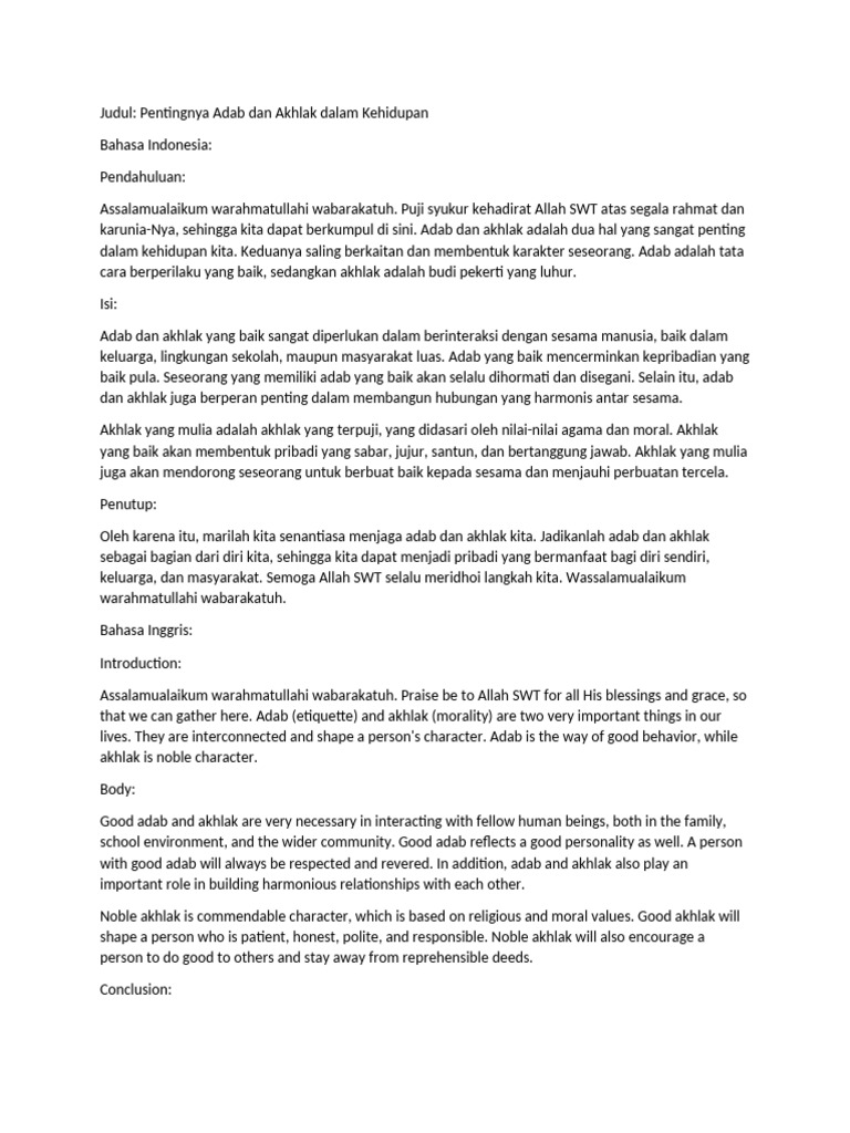 Pidato Ibu Asrina | PDF