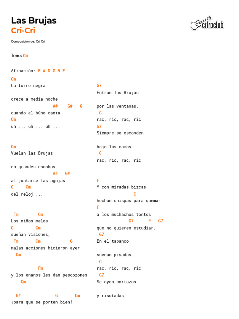 Canción "Las Brujas" de Cri Cri | PDF